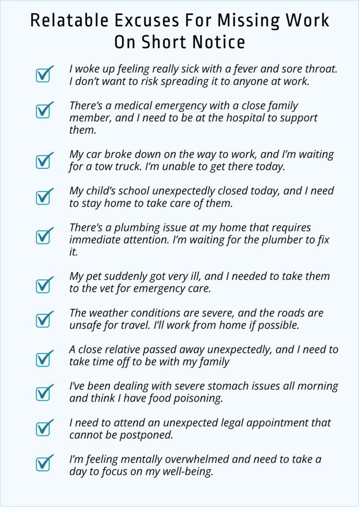 10 Acceptable Excuses to Miss Work on Short Notice: How to Call off ...