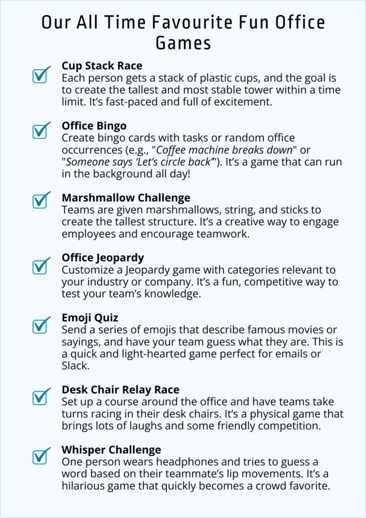 30+ Fun Office Games to Boost Employee Engagement and Morale - Jobera