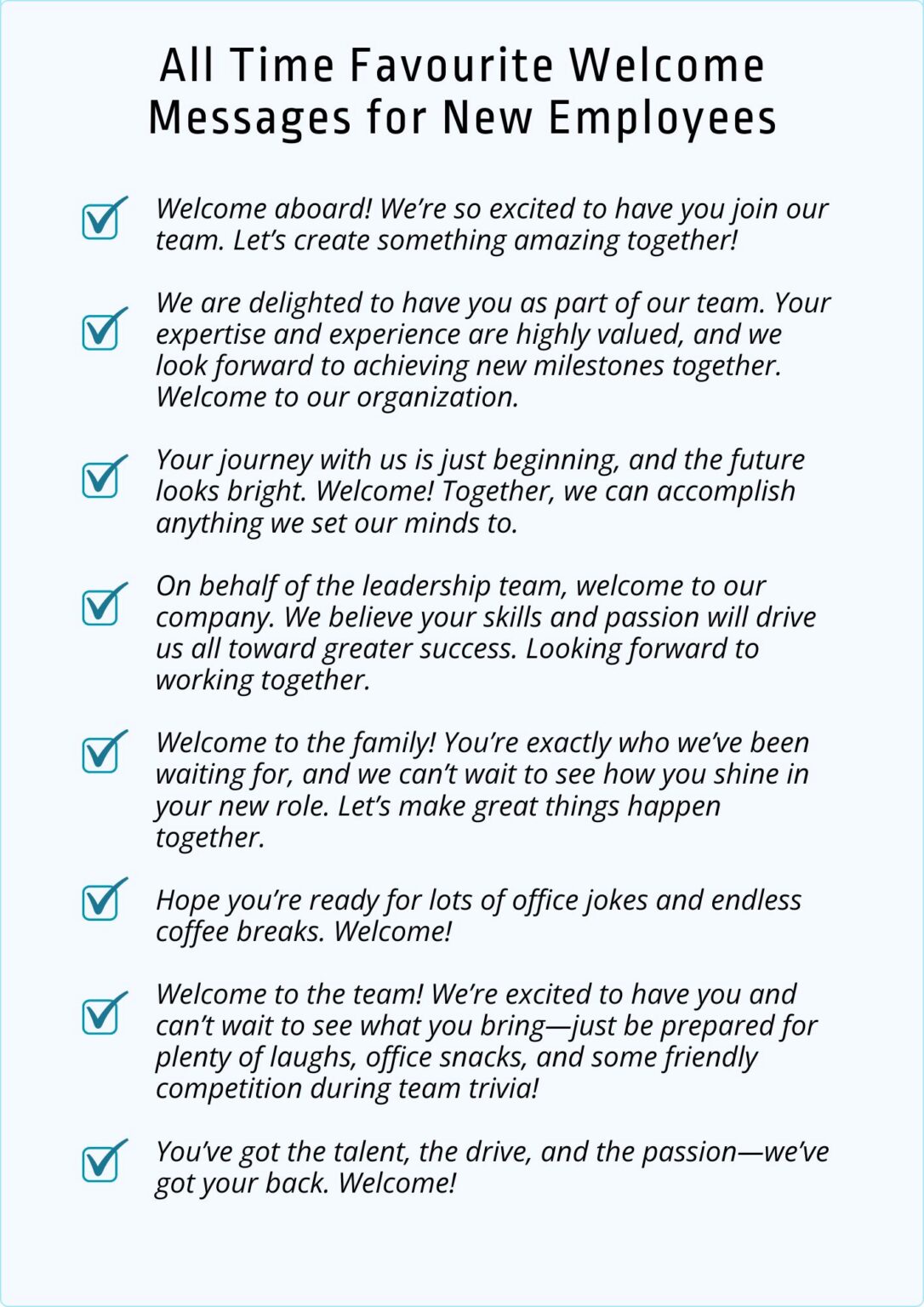 50+ Short Welcome Messages for New Employees - Jobera
