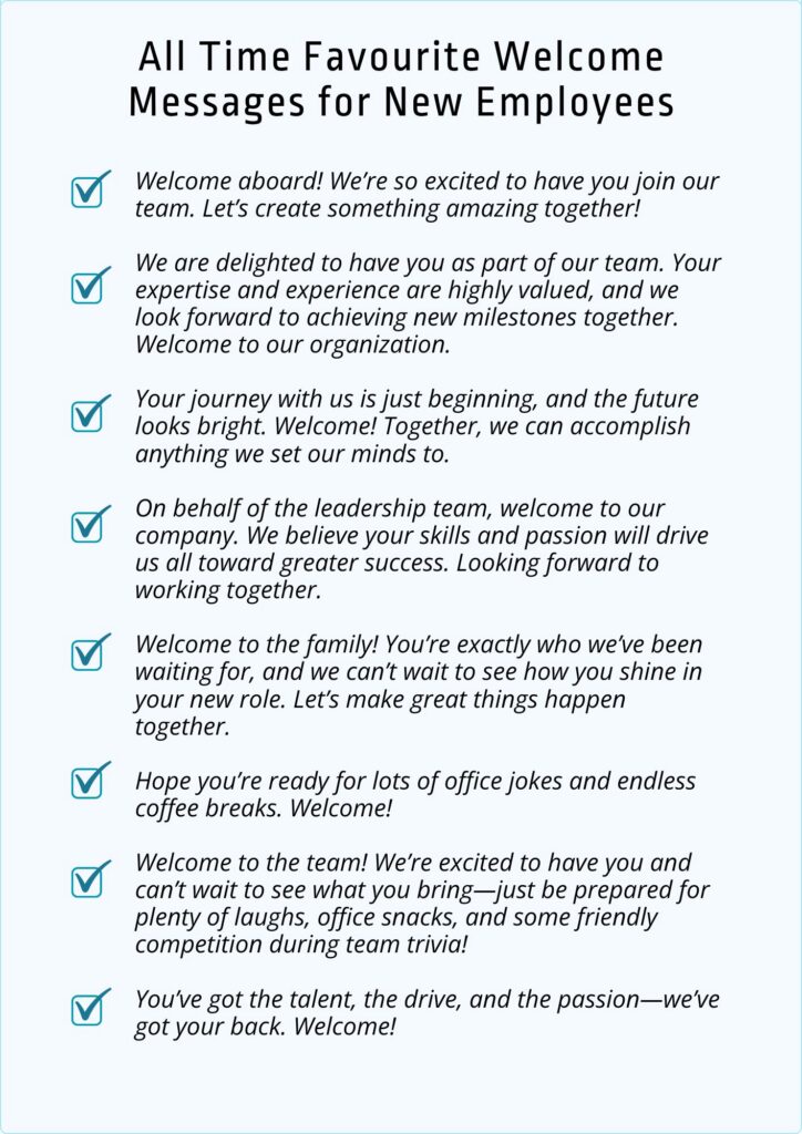 50+ Short Welcome Messages for New Employees - Jobera