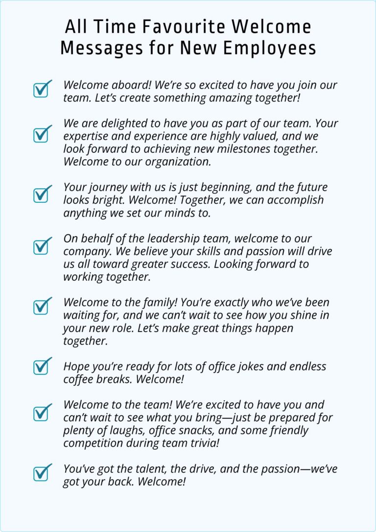 50+ Short Welcome Messages for New Employees - Jobera