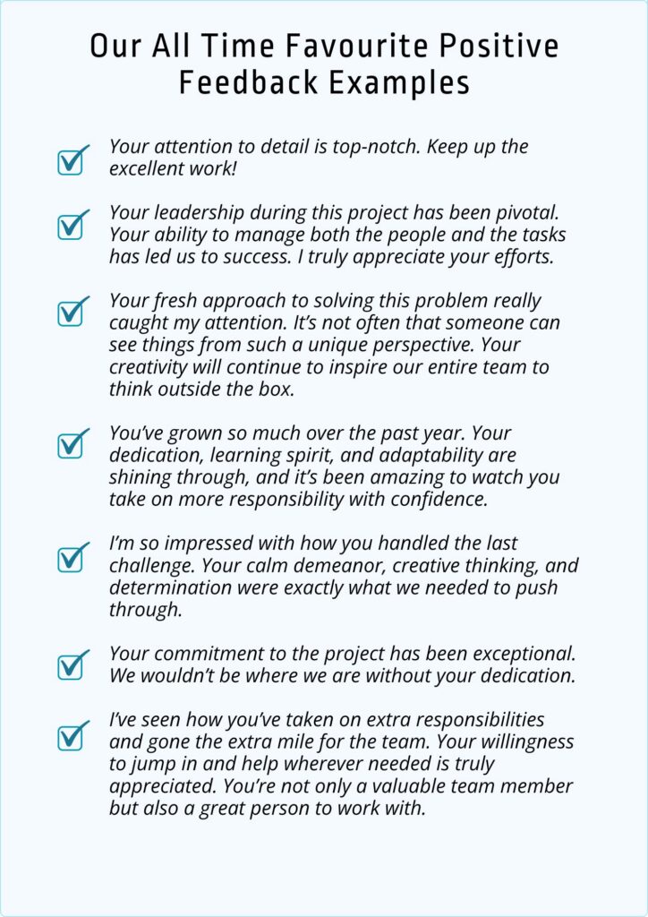 40+ Positive Feedback Examples to Boost Team Morale and Performance ...