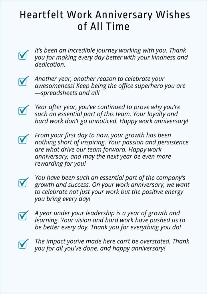 80+ Work Anniversary Wishes for Colleagues, Leaders, and Employees - Jobera
