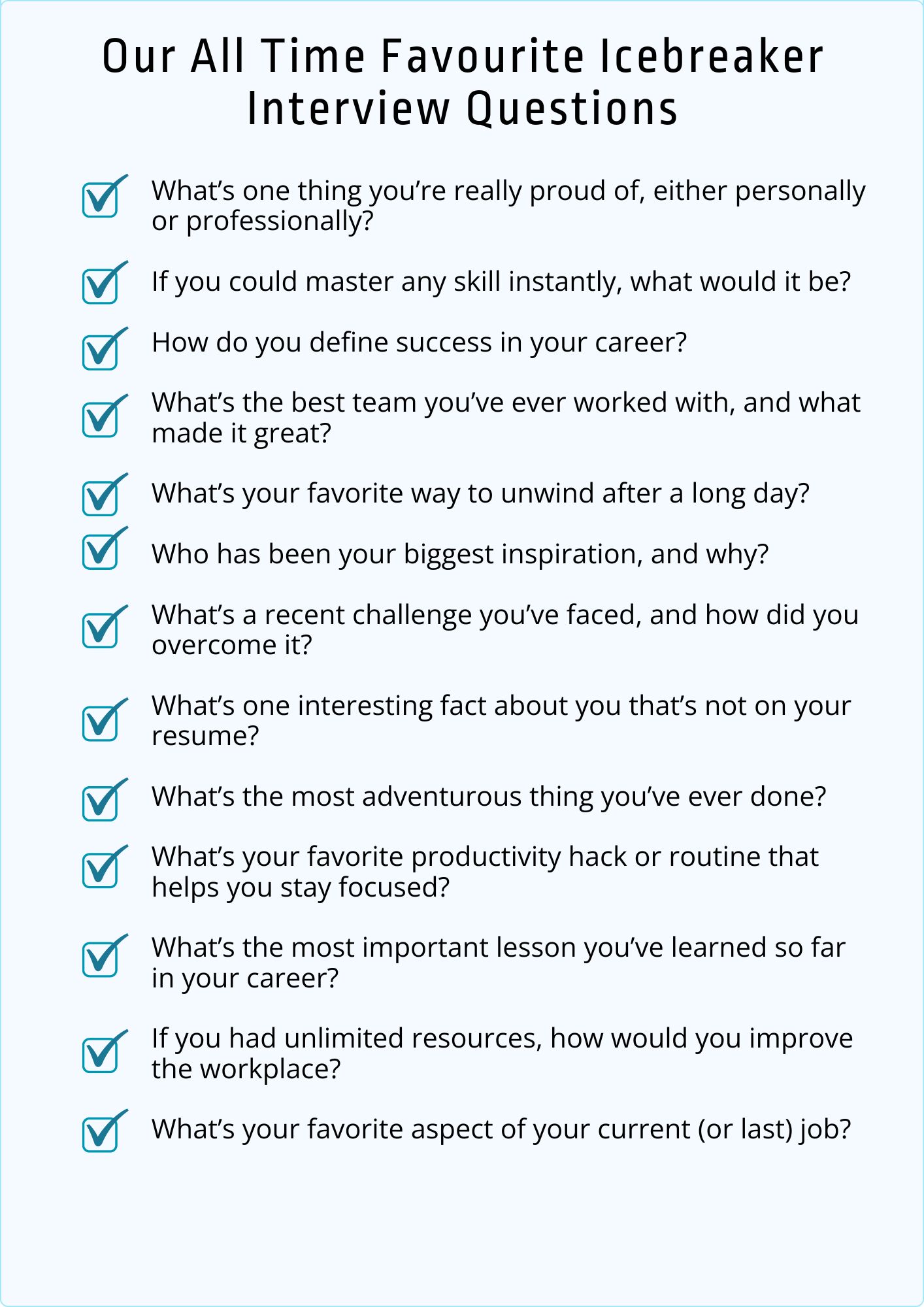 40+ Icebreaker Interview Questions [2026] - Jobera