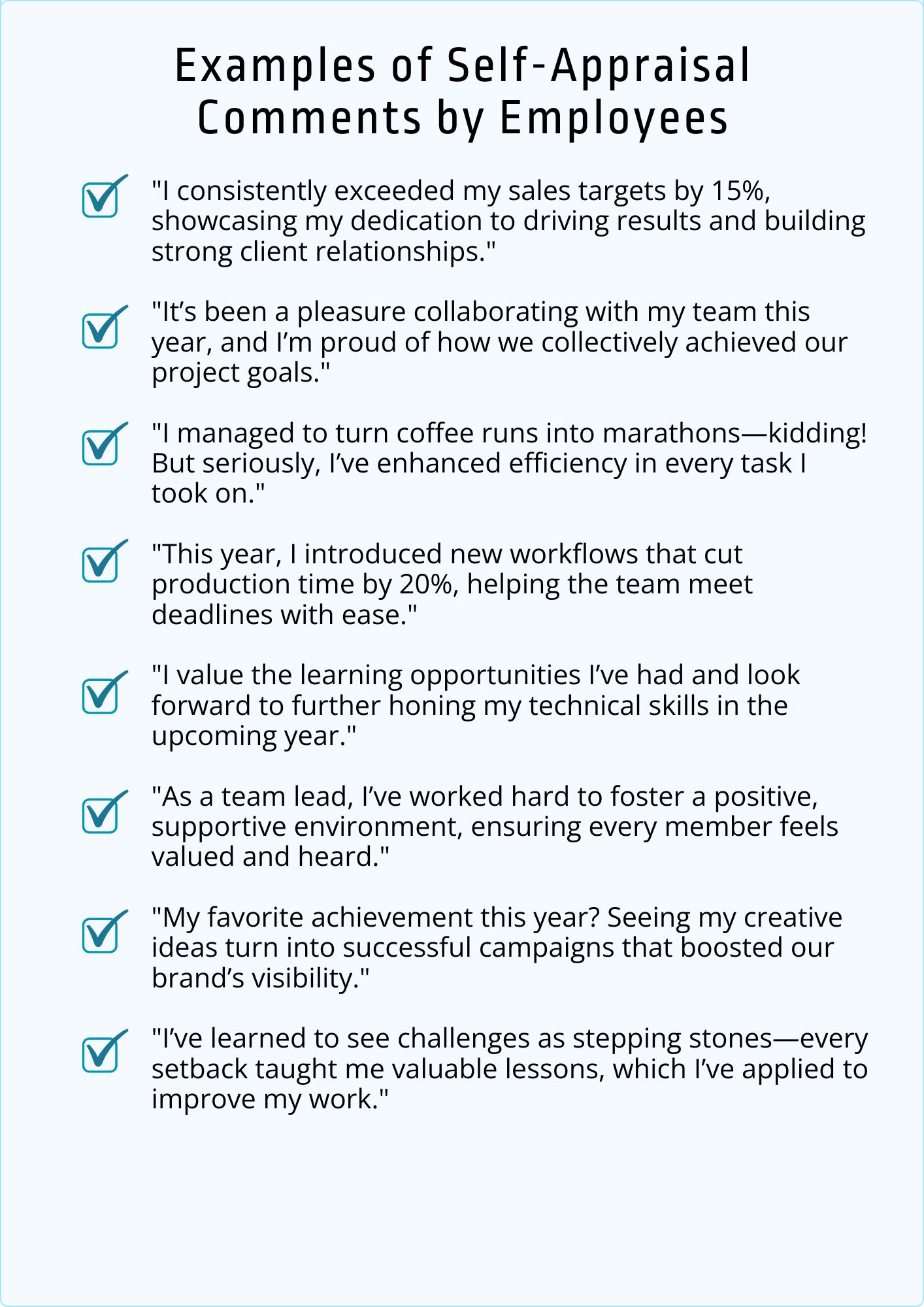 30+ Self-Appraisal Comments by Employees with Examples - Jobera