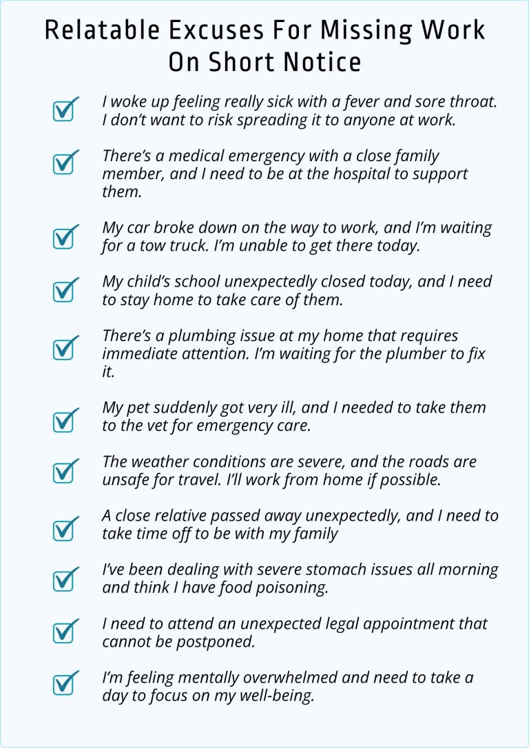 10 Acceptable Excuses to Miss Work on Short Notice: How to Call off ...