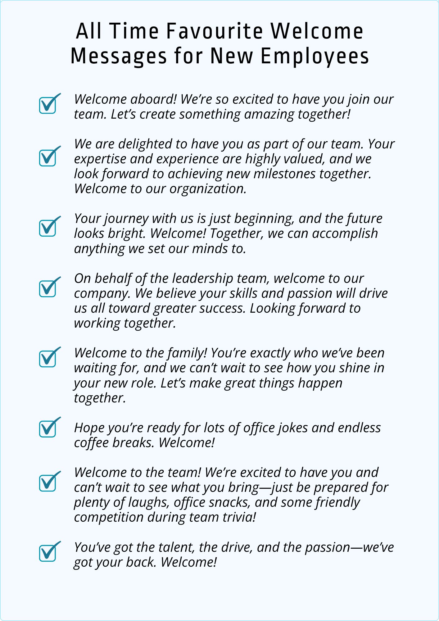 50+ Short Welcome Messages for New Employees